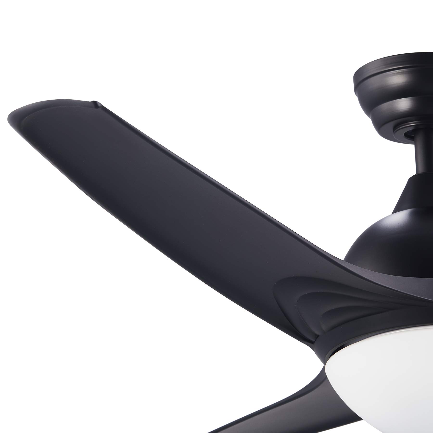 52'' Modern Ceiling Fan with Lights and Remote, Contemporary Black Ceiling Fans with LED Light for Bedroom, Living Room, Kitchen, Industrial Ceiling Fan with 3 ABS Blades Reversible