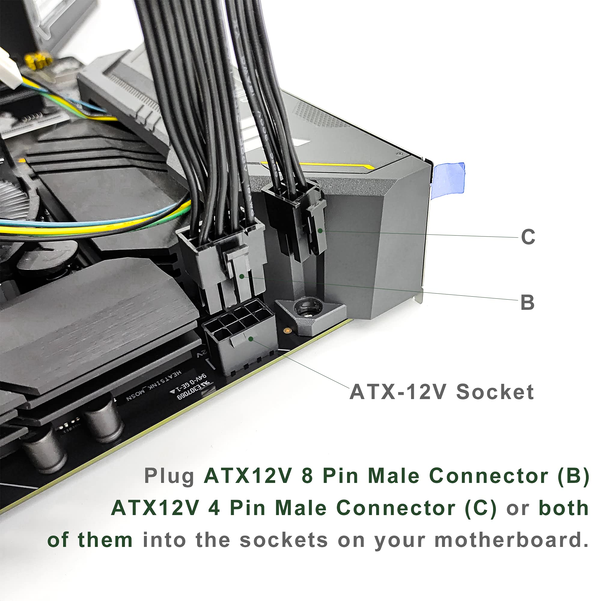 JZYMOD EPS12V CPU 8 Pin Female to CPU ATX 8 Pin and ATX 4 Pin Male Power Supply Extension Cable