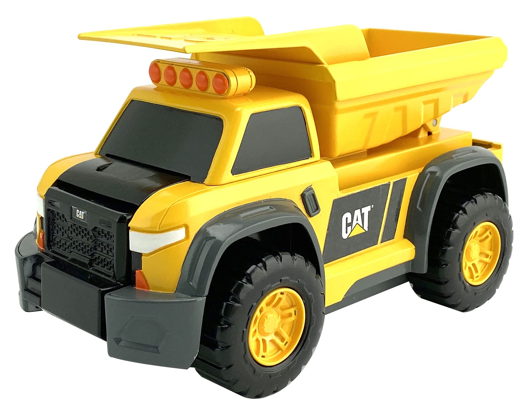 CAT Construction Toys, Truck Constructors Toy Dump Truck - Realistic Lights & Sounds + Easy Transforming + Movable Parts + Sturdy Plastic Construction + Batteries Included