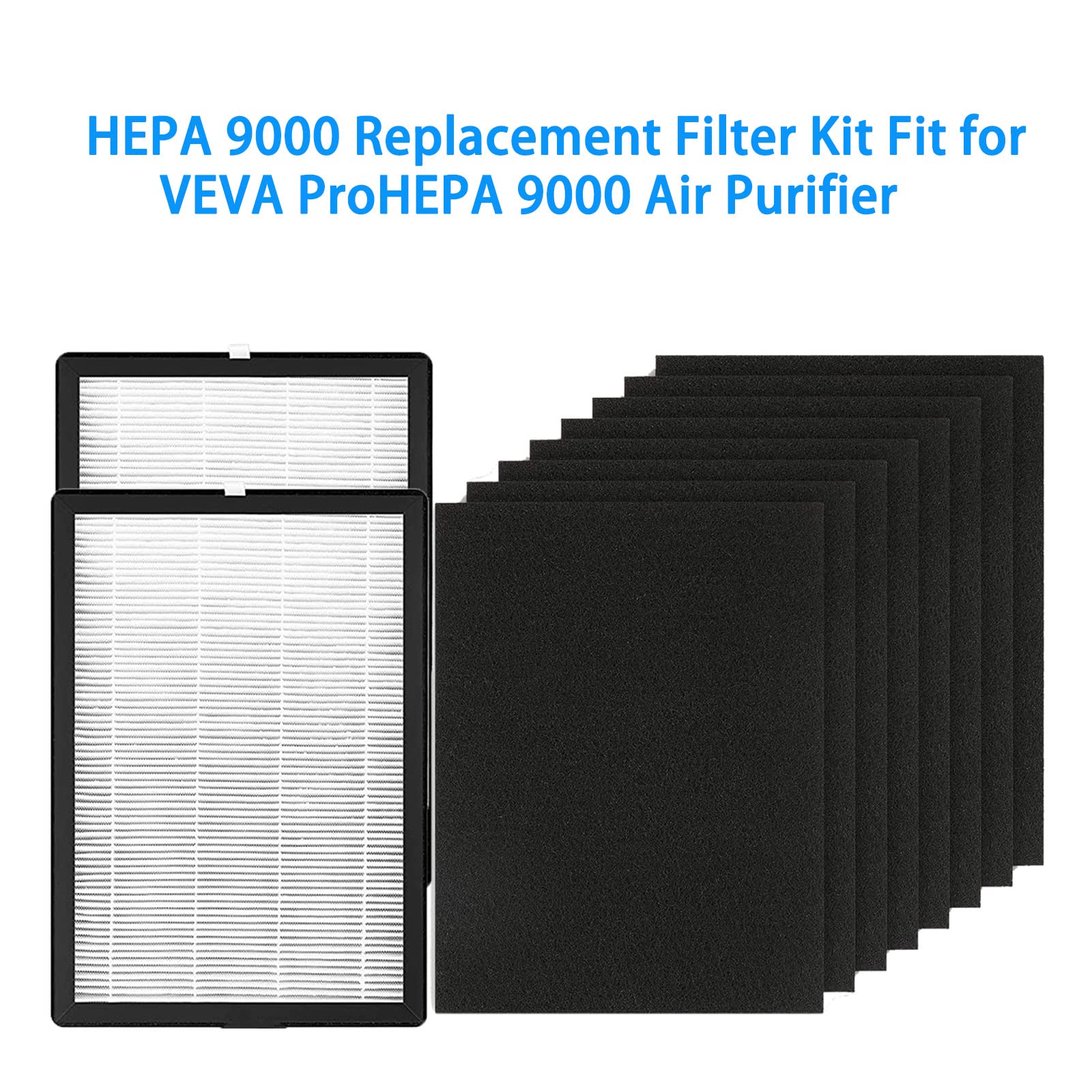 Bibolic HEPA 9000 Replacement Filter Kit Fit for VEVA ProHEPA 9000 Air Purifier, Include 2 True HEPA Replacement Filters & 8 Activated Carbon Pre-Filters