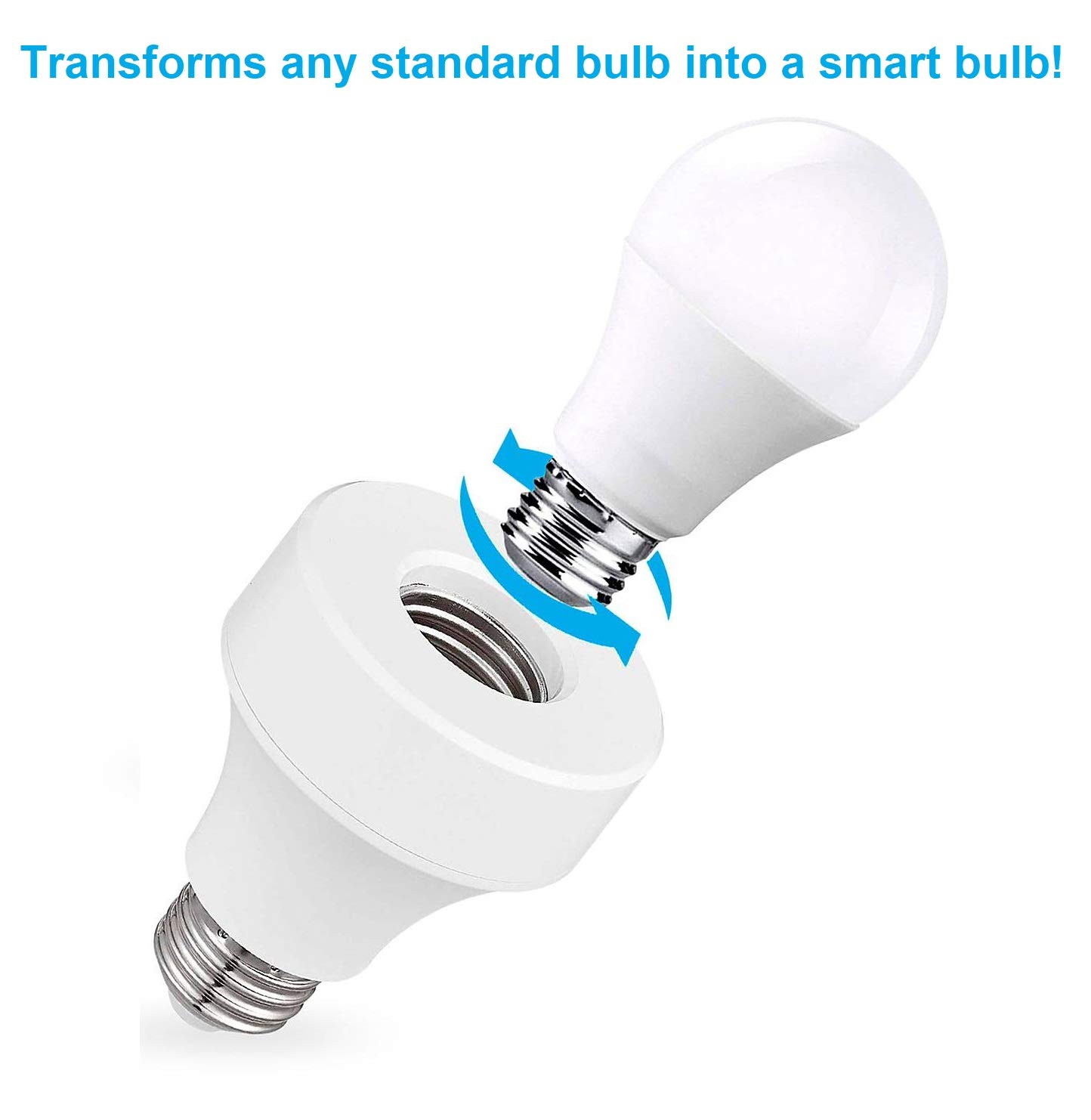 Atomi 2pk Smart Socket WiFi Bulb Adapter, Google & Alexa Compatible