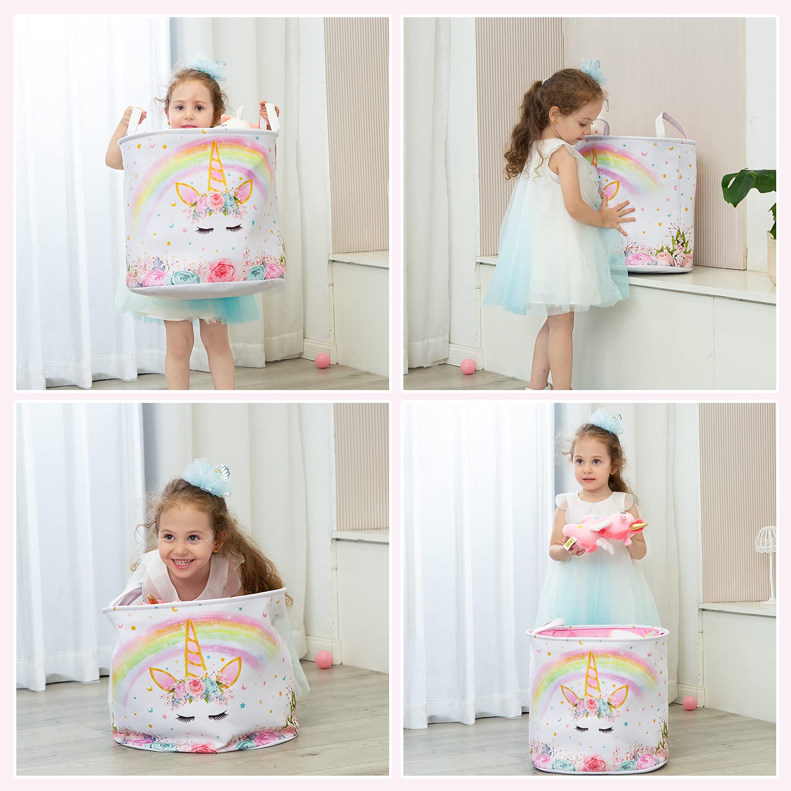 Unicorn Laundry Hamper - Collapsible Fabric Storage Bins Laundry Storage Basket for Kids Baby Gift Baskets Toys Clothes Shoes Bedroom Home Organizer Nursery Hampers