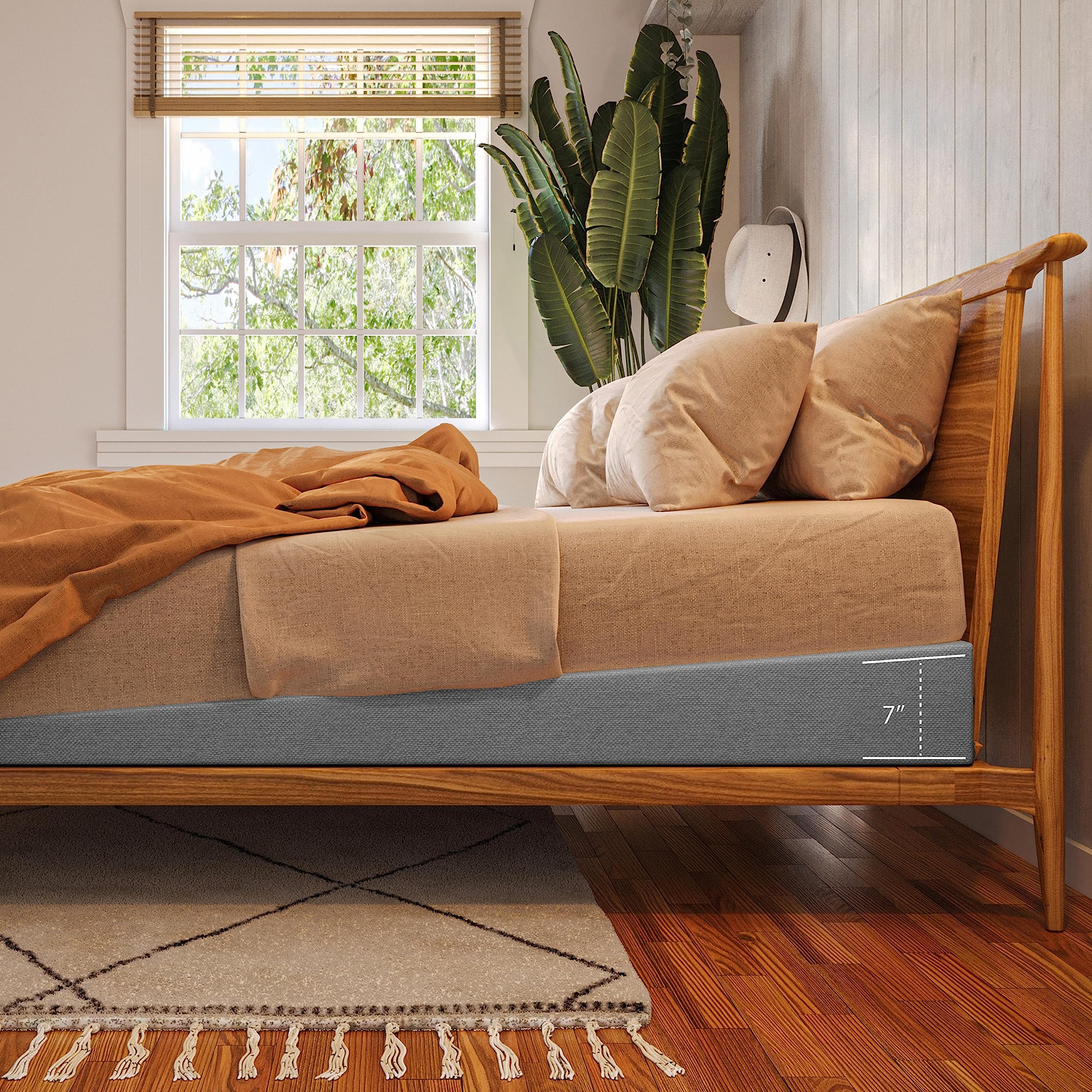 Avana Mattress Elevator with Polycotton Covers - Under Bed 7-Inch Incline Foam Lift, Multiple Colors, King Size