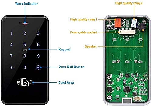 LEXI Ultimate Full Waterproof RFID Keypad, 3000 Users Capacity, 125KHz Stand-Alone Access Control Touch Screen Panel, PIN Code, Wiegand 26, with 10pcs RFID Key fob Cards, Can be Installed Outdoor