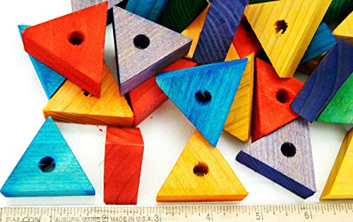 Parrot Toys 50 Triangles Colored Wooden Woods Parts for Birds Cockatoo Amazon