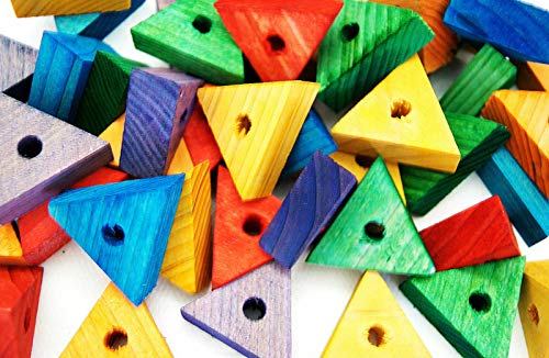 Parrot Toys 50 Triangles Colored Wooden Woods Parts for Birds Cockatoo Amazon