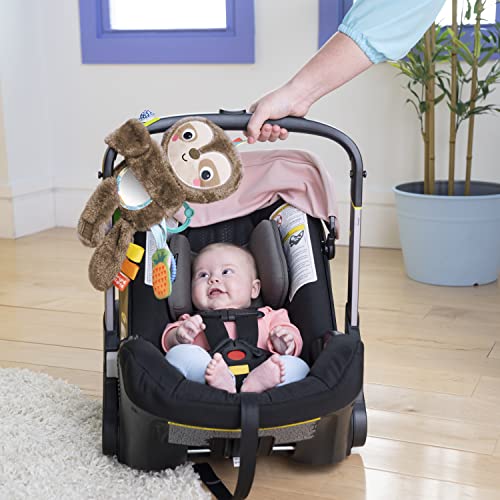 Bright Starts Slingin’ Sloth Travel Buddy Plush Stuffed Animal Take-Along Stroller or Carrier Toy, Ages 0 Month+