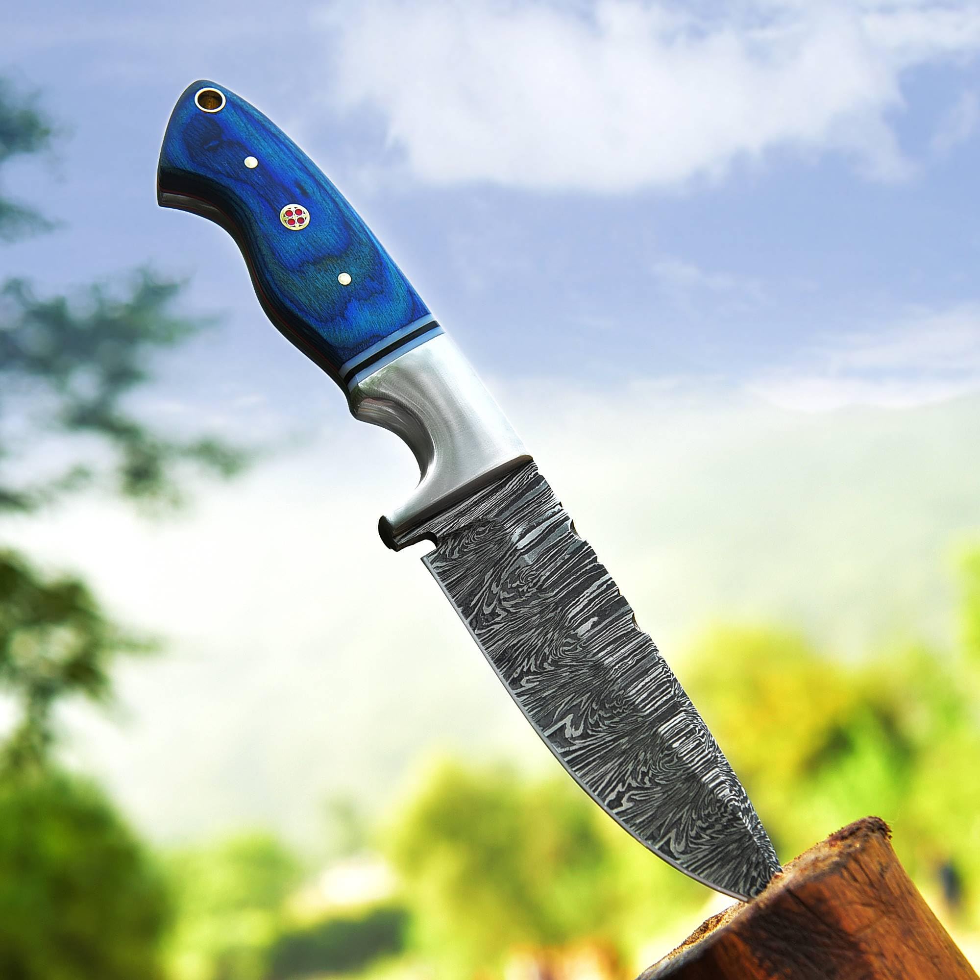 AA Knives Handmade Damascus Steel Hunting knife with Leather Sheath β 9 Inches Fixed Blade Bushcraft Knife with Micarta Handle - Perfect for Survival, Hunting and Camping