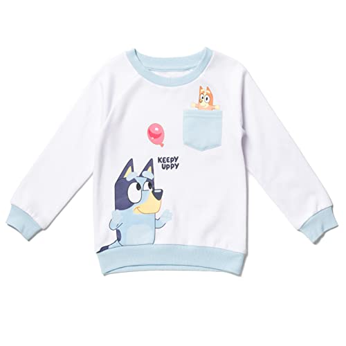 Bluey Bingo Toddler Boys Fleece Pullover Hoodie and Sweatshirt Blue/White 5T