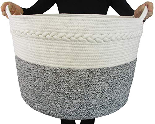 Cotton Rope Storage Basket - Decorative Woven Basket Great Basket for Blankets Basket, Large Laundry Basket, Living Room, Toy Storage, Toy Basket, Toy Bin, XXL 20βX13.5β