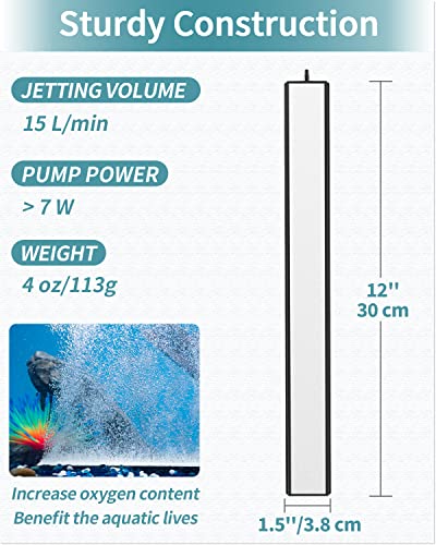 Pawfly Aquarium 12 Inch Air Stone Bar Bubble Diffuser Release Tool with Suction Cup Clip Accessory for Air Pumps DWC Systems Fish Tanks and Small Garden Ponds