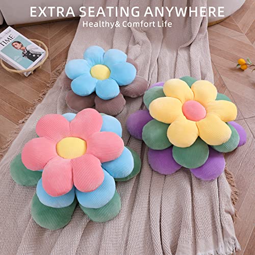 Baiyuruodie Flower Pillow Bed Pillow Round Pillow Decorative Pillow Car Pillow Standard Pillows Home Chair Pads (40cm(15.7 in), Creamy-White)