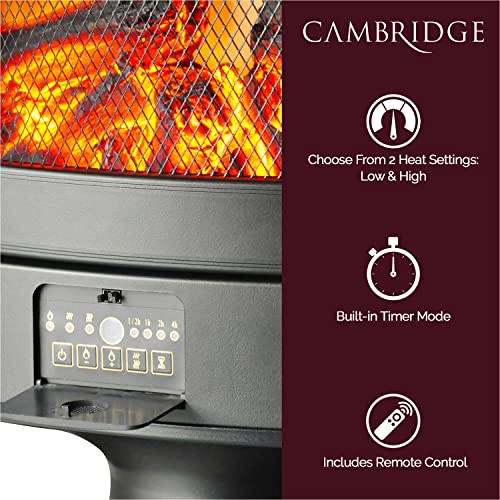 Cambridge 20 In. Free Standing Electric Fireplace, 1500W, with Realistic Log Display, and Adjustable Heater
