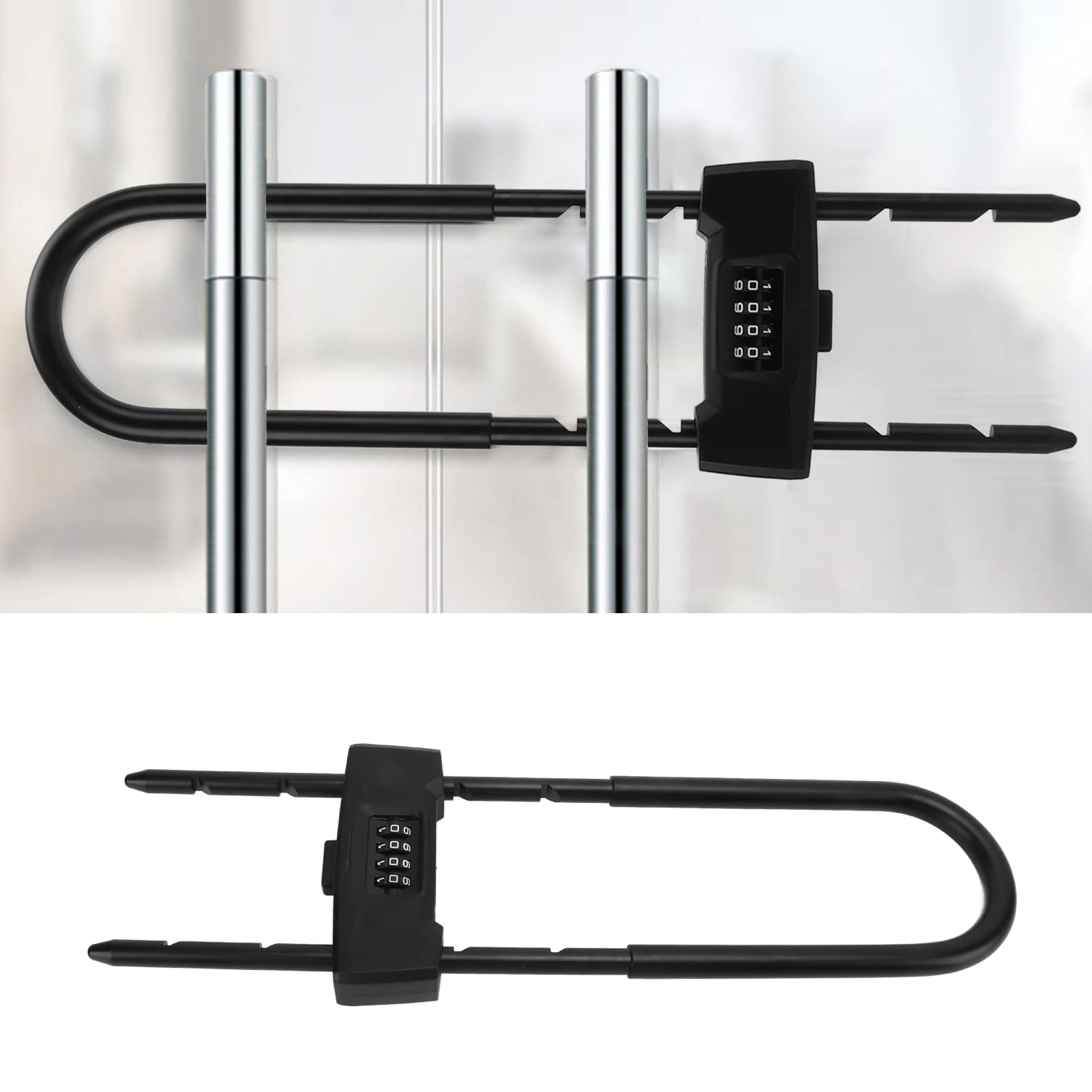 4 Digit U Lock, Bicycle Combination Padlock with Long Shackle, Heavy Duty Anti Theft U-Shape Security Code Lock, for Mountain Bike Glass Door Motorcycle