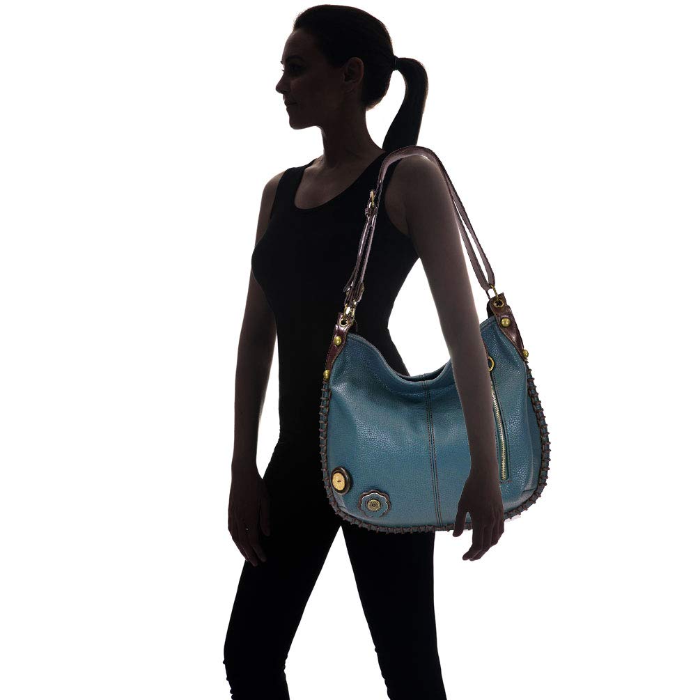 CHALA Handbags, Casual Style, Soft, Large Shoulder or Crossbody Purse with Keyfob - Navy Blue (Rooster)