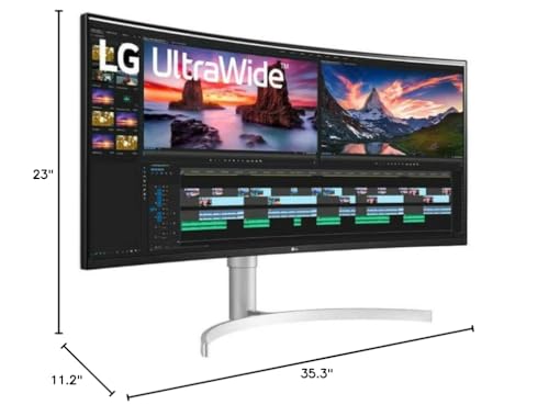 LG 38WN95C-W 38-Inch Curved UltraWide QHD+ 3840x1600 NVIDIA G-SYNC Compatible Nano IPS 144 Hz Refresh Rate and 1 ms Response Time Gaming Monitor with Thunderbolt 3 Connectivity (Renewed)