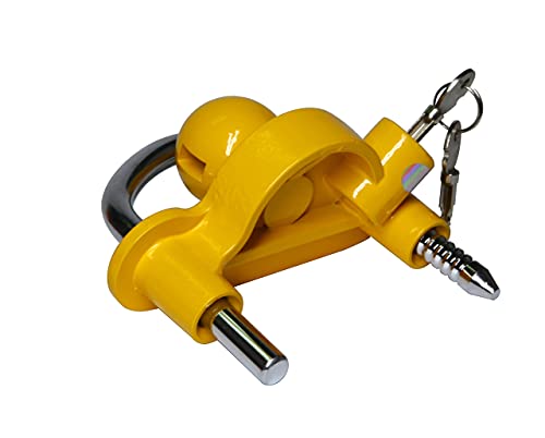 GOHAWKTEQ Universal Coupler Lock Universal Coupler Trailer Hitch Security Lock Adjustable Storage Security Heavy-Duty Steel fits 1-⅞", 2", and 2-5/16" couplers Replaces#72783