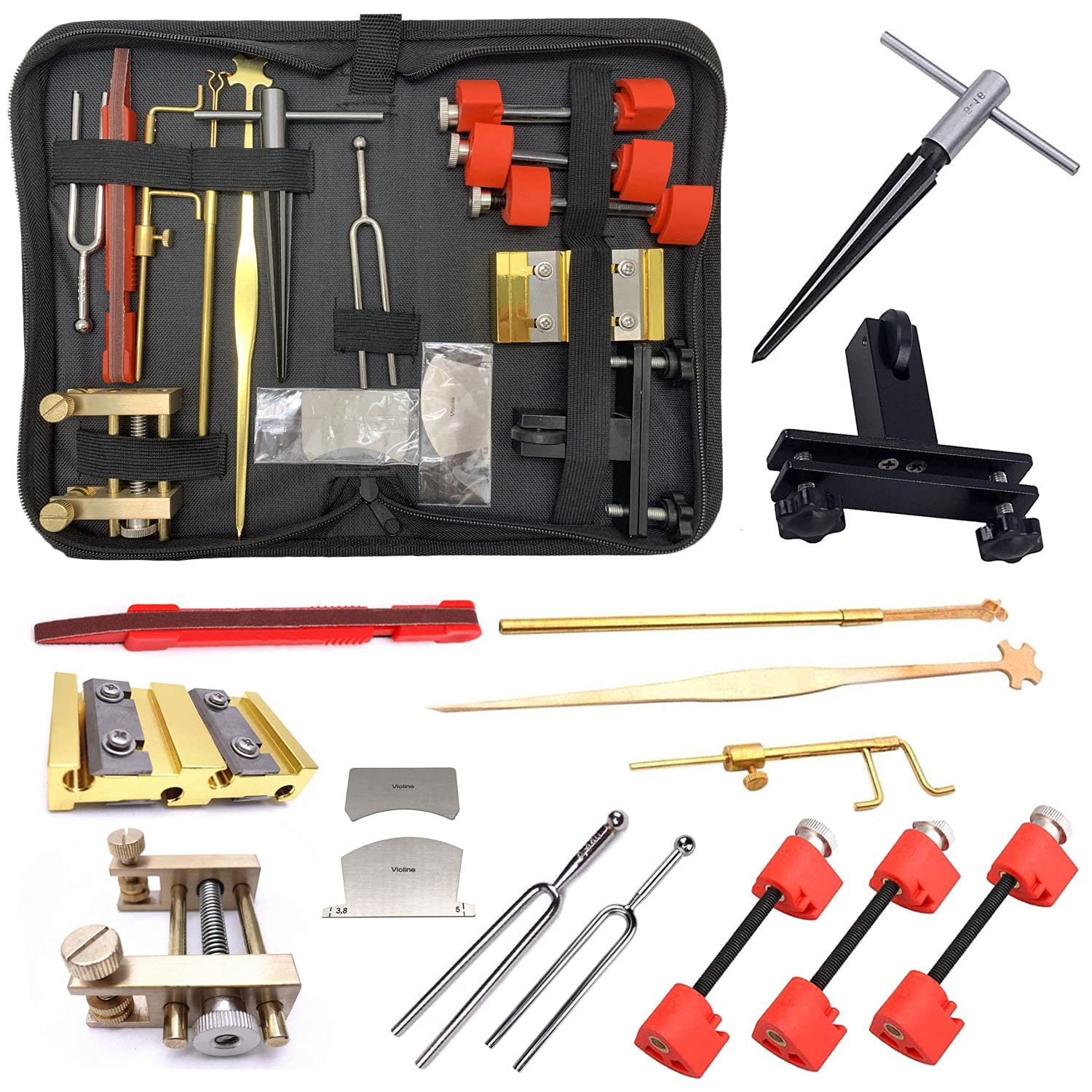 Jiayouy 15 Pieces Violin Repairing Maintenance Tool Kit with Carry Bag Luthier Tools Violin Making Violin maintenance and violin making tool kit