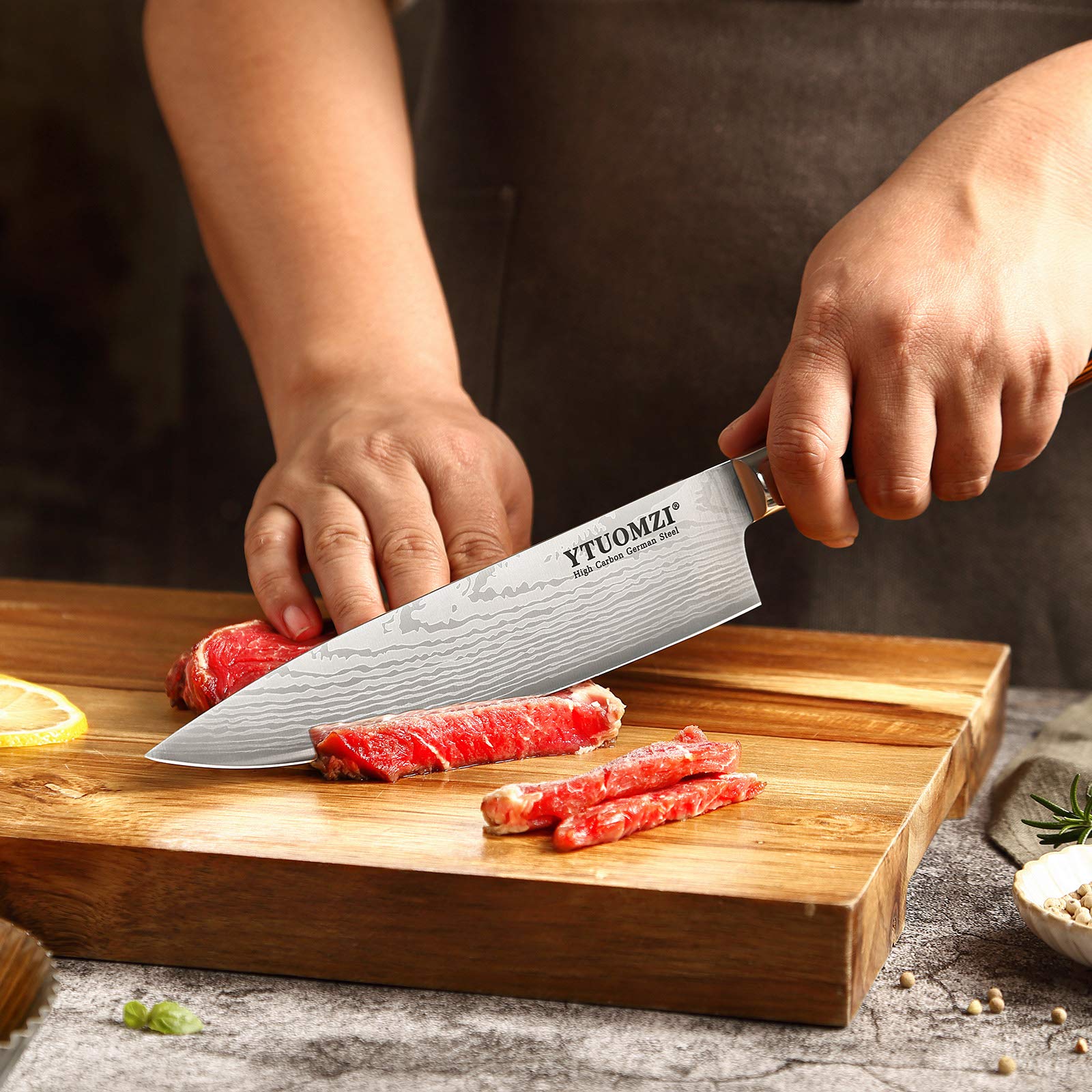 Ytuomzi Razor-Sharp Chef Knife, 8-inch High Carbon Stainless Steel Chef's Knife for Home Kitchen & Restaurant, 8" Chef Kitchen Knife with Sheath & Gift Box, Ergonomic Handle