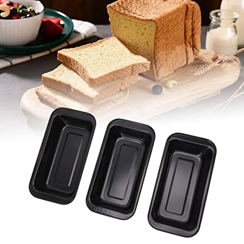 Baking Loaf Bread Pan, 3PCS Black Rectangular Mould Pan Fast Heat Conduction for Home Kitchen