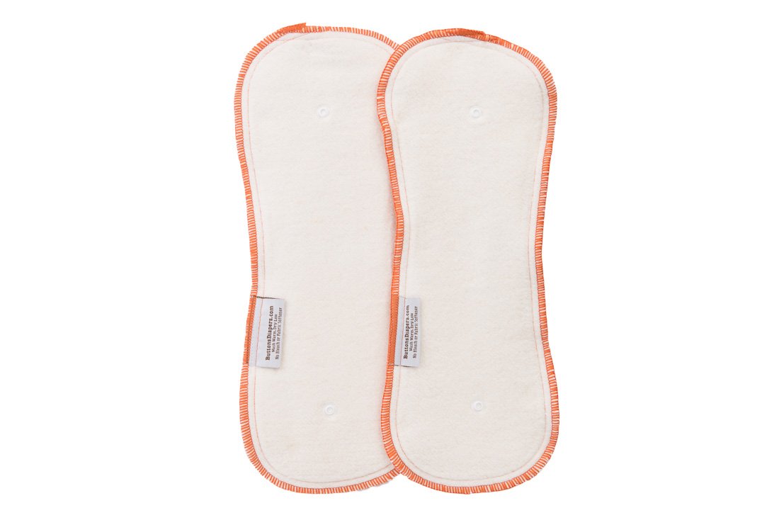Buttons Hemp/Organic Cotton Diaper Inserts - Nighttime - 2 Pack (Small)