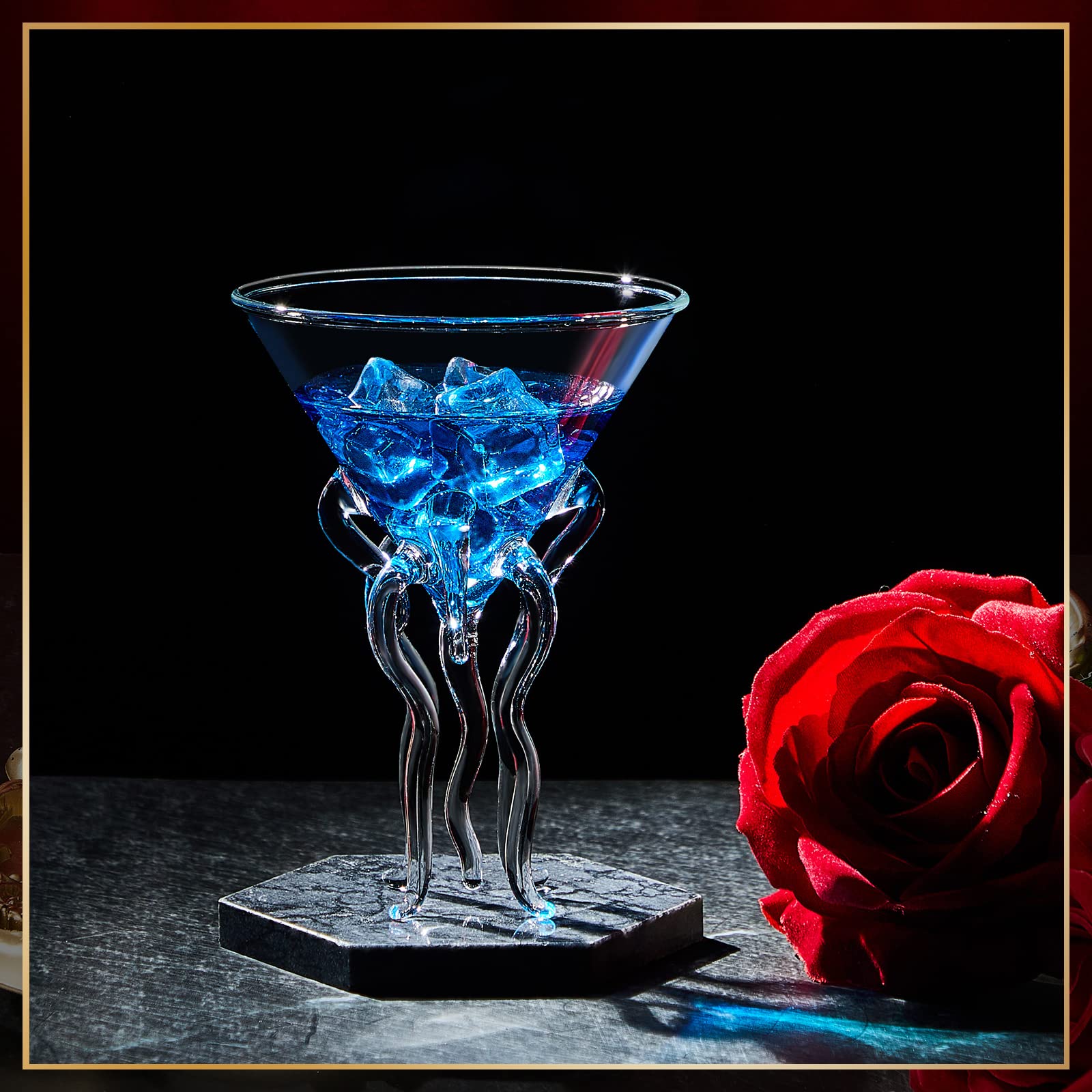 4 Pcs Octopus Martini Glass 4 oz Fun Cocktail Glasses Jellyfish Wine Glass Creative Jellyfish Glass Cup for Margarita Whiskey Drinking Glassware Kitchen Bar Party Wedding
