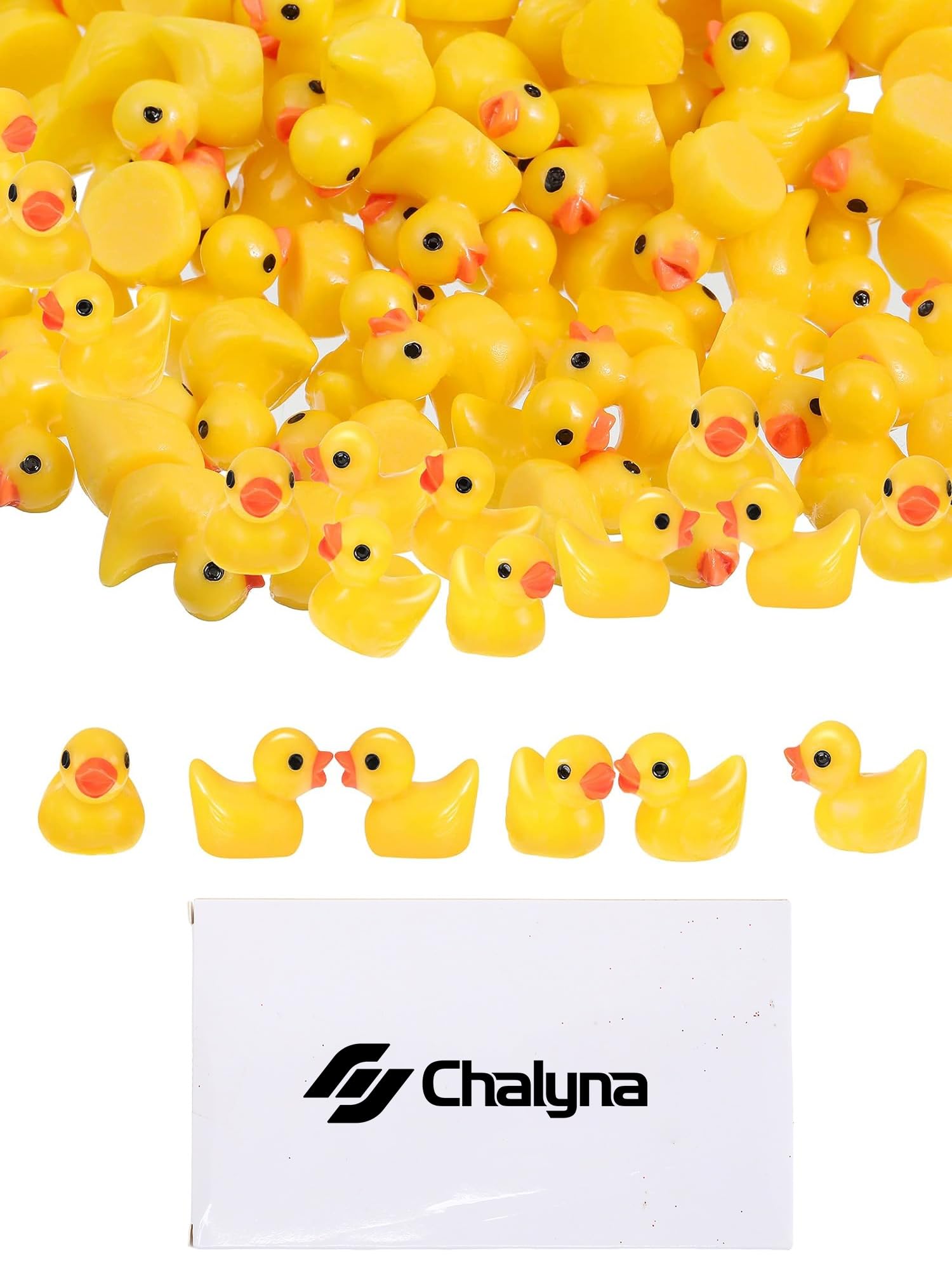 Chalyna 150 Pcs Mini Ducks Yellow Tiny Resin Ducks Bulk Mini Rubber Duckies Figures for Home Prank Game Micro Landscape Aquarium Dollhouse Ornament DIY Terrarium and Handmade School Project