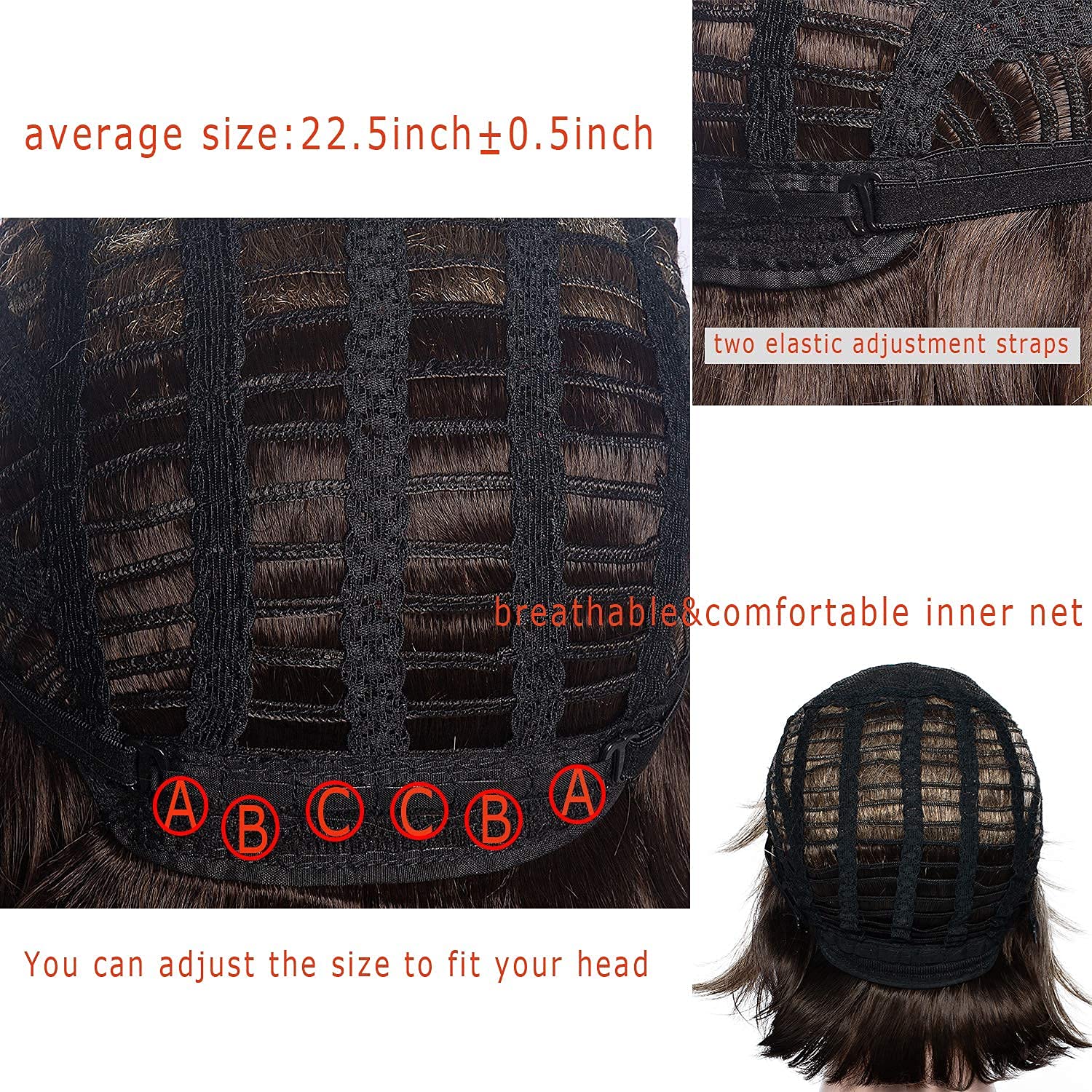 SEVENCOLORS Short Hair Wigs with Bangs Dark Brown Mixed Blonde Pixie Cut Wig for Women Straight Synthetic Fiber Wigs