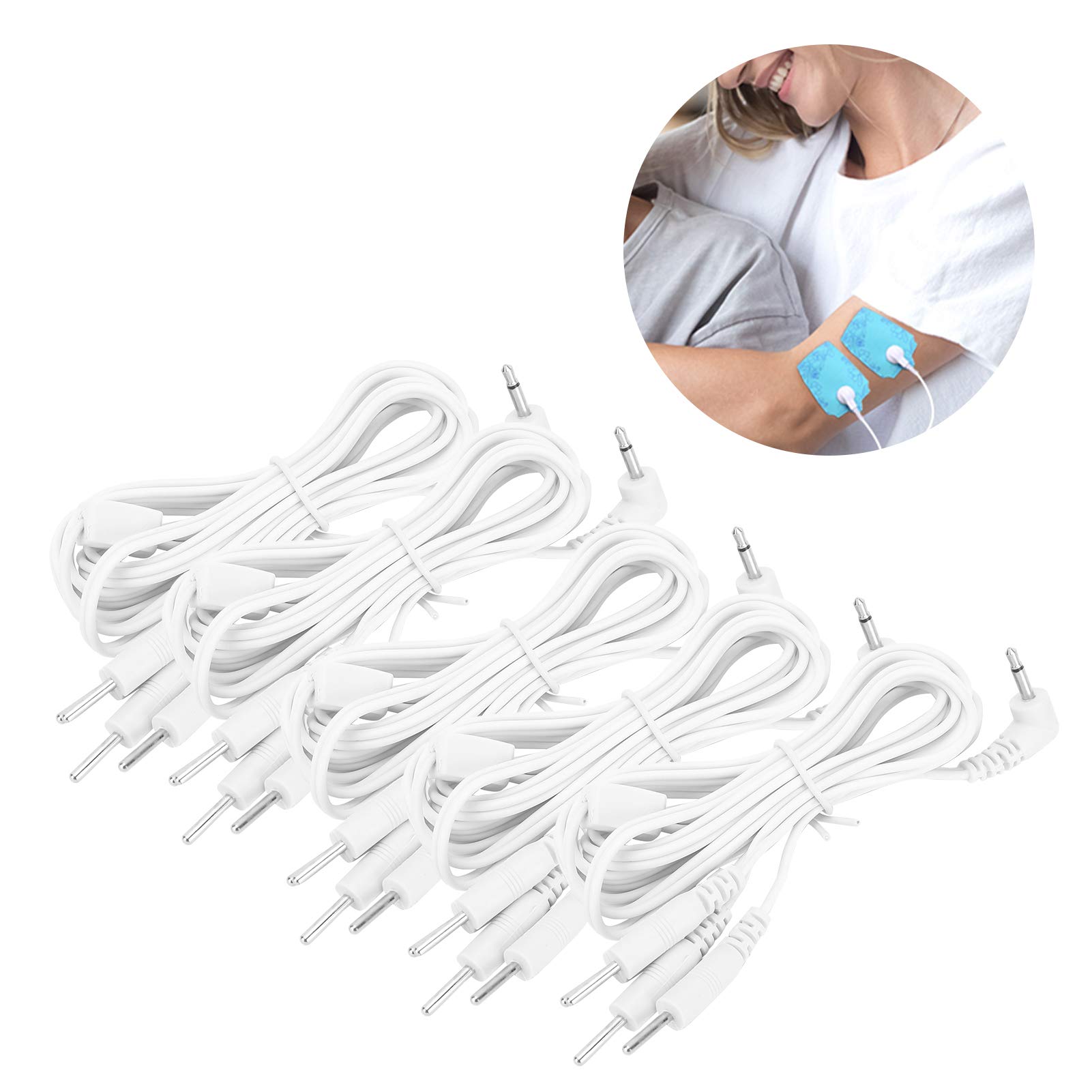 Sonew 5pcs / Bag DC 2.5mm 1.2m 4?in?1 Pin Type Electrode Lead Wires Cable, TENS Lead Wires for TENS Unit Physiotherapy Machine