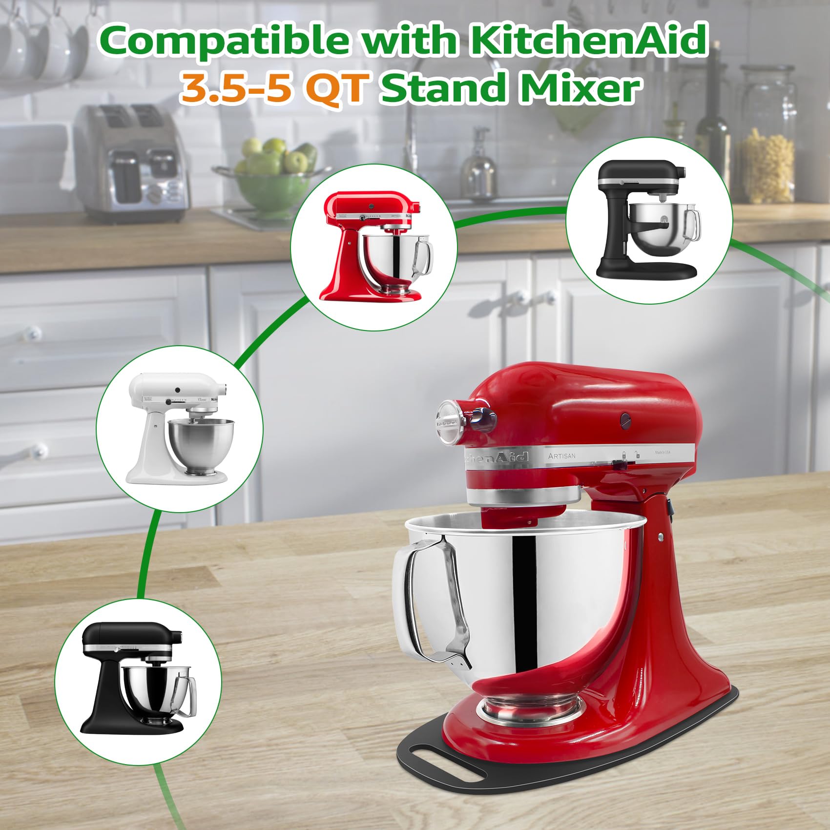Acrylic Mixer Slider for Kitchen Aid 3.5qt, 4.5-5 quart Stand Mixer (Tilt Head), Must Have Appliance Countertop Accessories,Mixer Sliding Board Durable Slide Mat/Pad, One-Handed, Labor-Saving