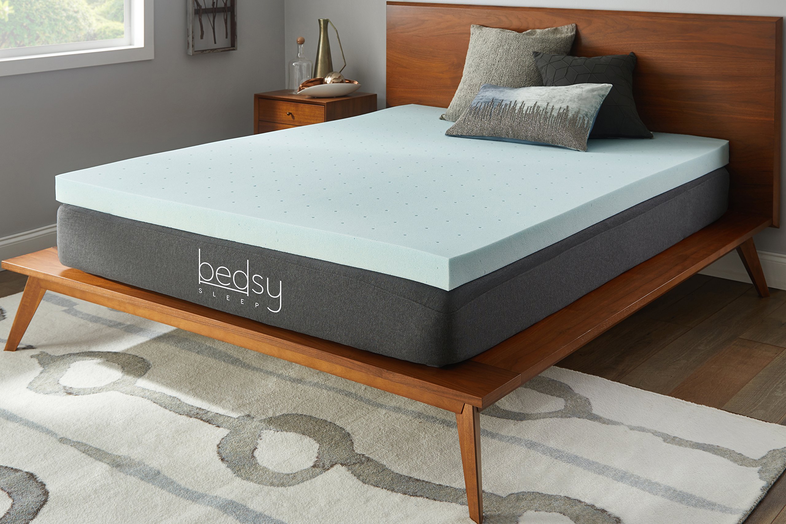 Bedsy Sleep 3" Gel Memory Foam Mattress Topper, Soft, King,Blue