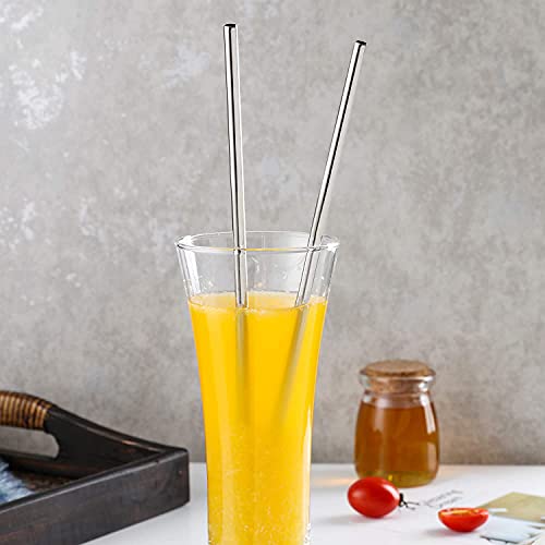 Agoniii 8PC stainless steel Eco Friendly Drinking Straws,reusable Smoothie straws metal Spoon for boba straw, drinking Coffee with 2 Cleaning Brushes,Long Drink Straws, 8.4*5.9*4.7 inches