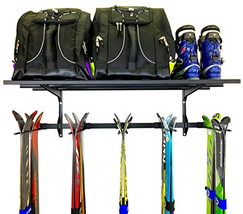 StoreYourBoard Ski Wall Rack and Storage Shelf, Holds 10 Pairs, Ski Wall Mount, Home and Garage Storage Hanger