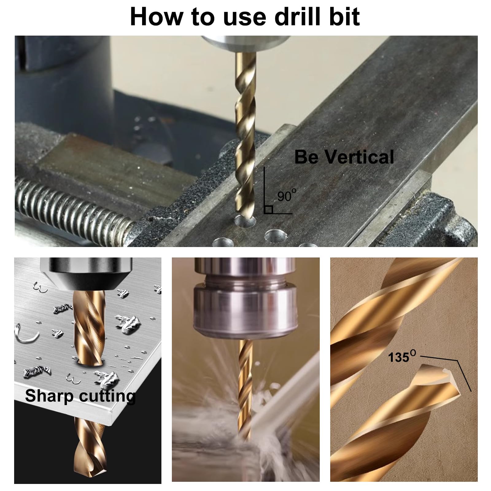 Sipery 15/64 Inch Cobalt Drill Bits, M35 HSSCO High Speed Steel 6MM Twist Drill Bit Set for Hardened Metal, Stainless Steel, Cast Iron, Plastic and Wood 10Pcs