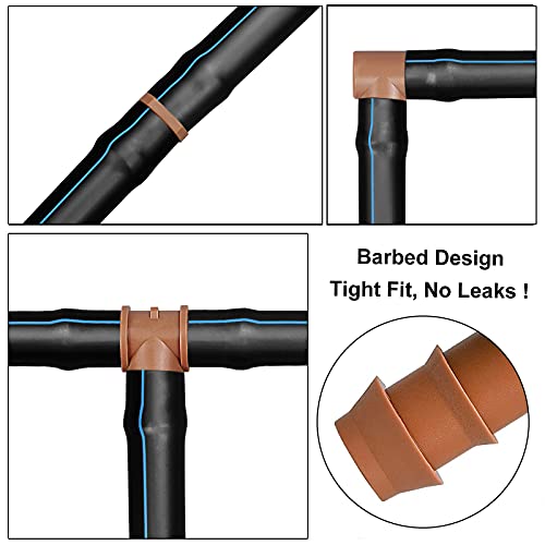 iMopo 21-Pack Drip Irrigation Universal Barbed Tee Fitting, Barbed Connectors for 1/2" Drip Tubing