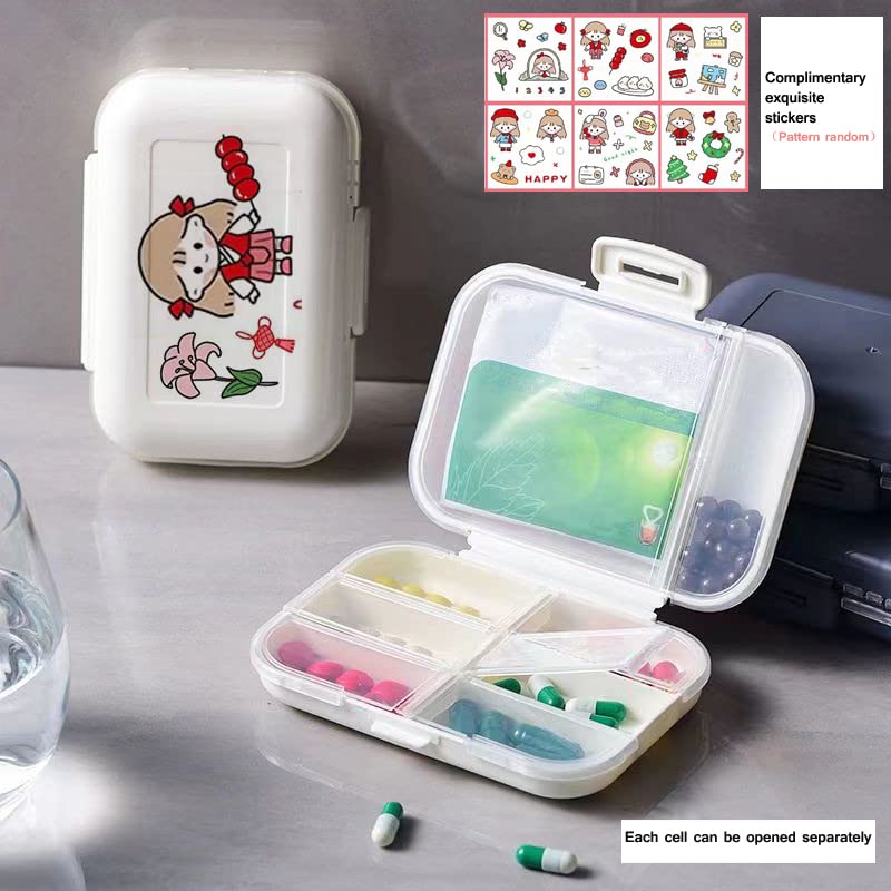 8 Compartments Travel Pill Organizer Moisture Proof Small Pill Box for Pocket Purse Daily Pill Case Portable Medicine Vitamin Holder Container