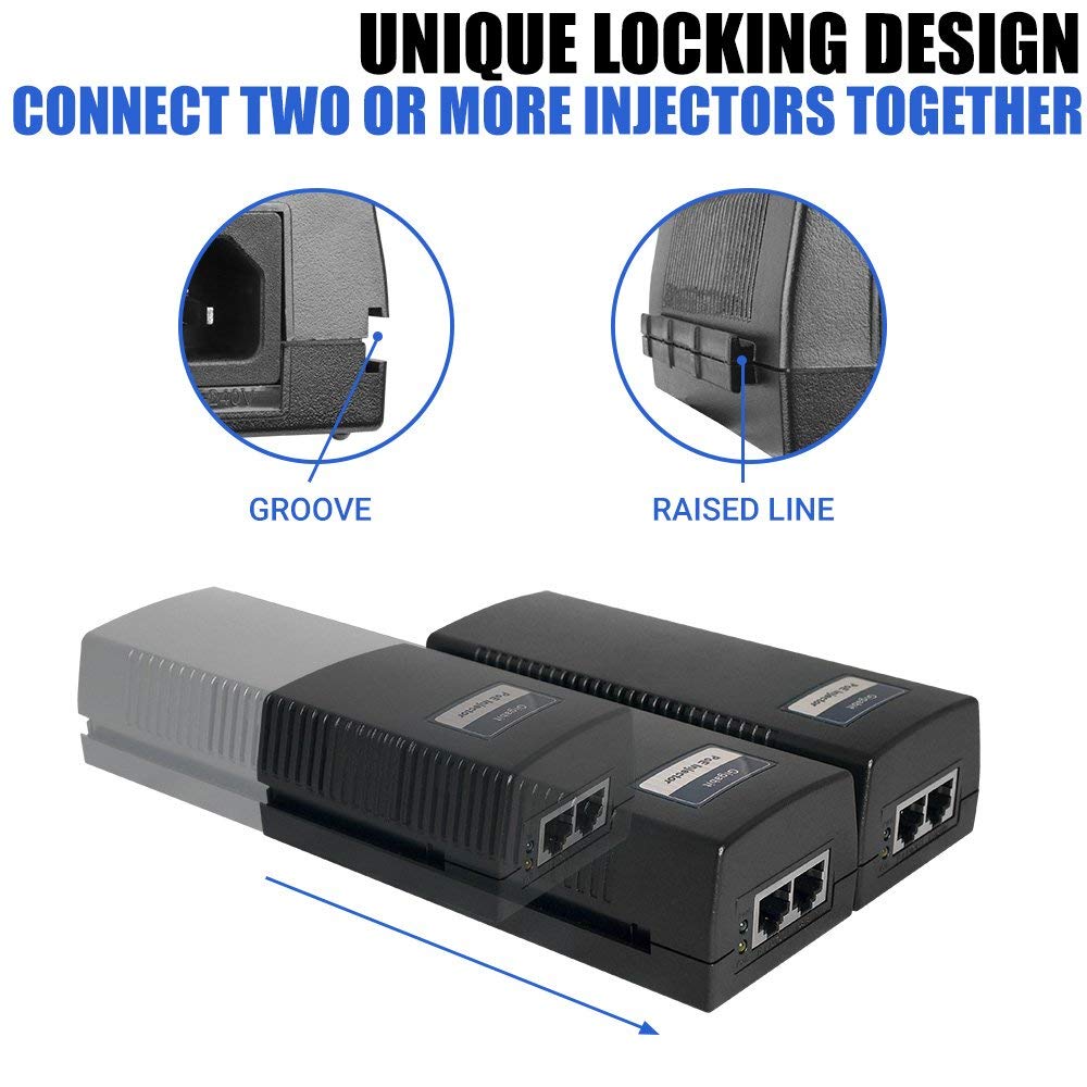 BV-Tech Gigabit Power Over Ethernet PoE+ Injector | 30W | Plug & Play | up to 325 Feet