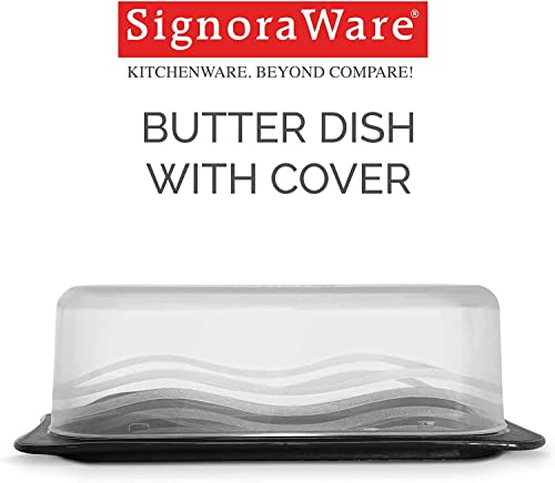 Cover Butter Container - Butter Storage Container with Transparent Lid - Durable Plastic Butter Container for Counter - Plastic Butter Dish with Lid - Covered Butter Dish for Home or Camping (Black)