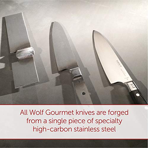 Wolf Gourmet Santoku and Paring Knife Set, Ergonomic for Comfort and Control, Forged High-Carbon Stainless Steel, 12.5 Degree Angle, Durable (WGCU214S)
