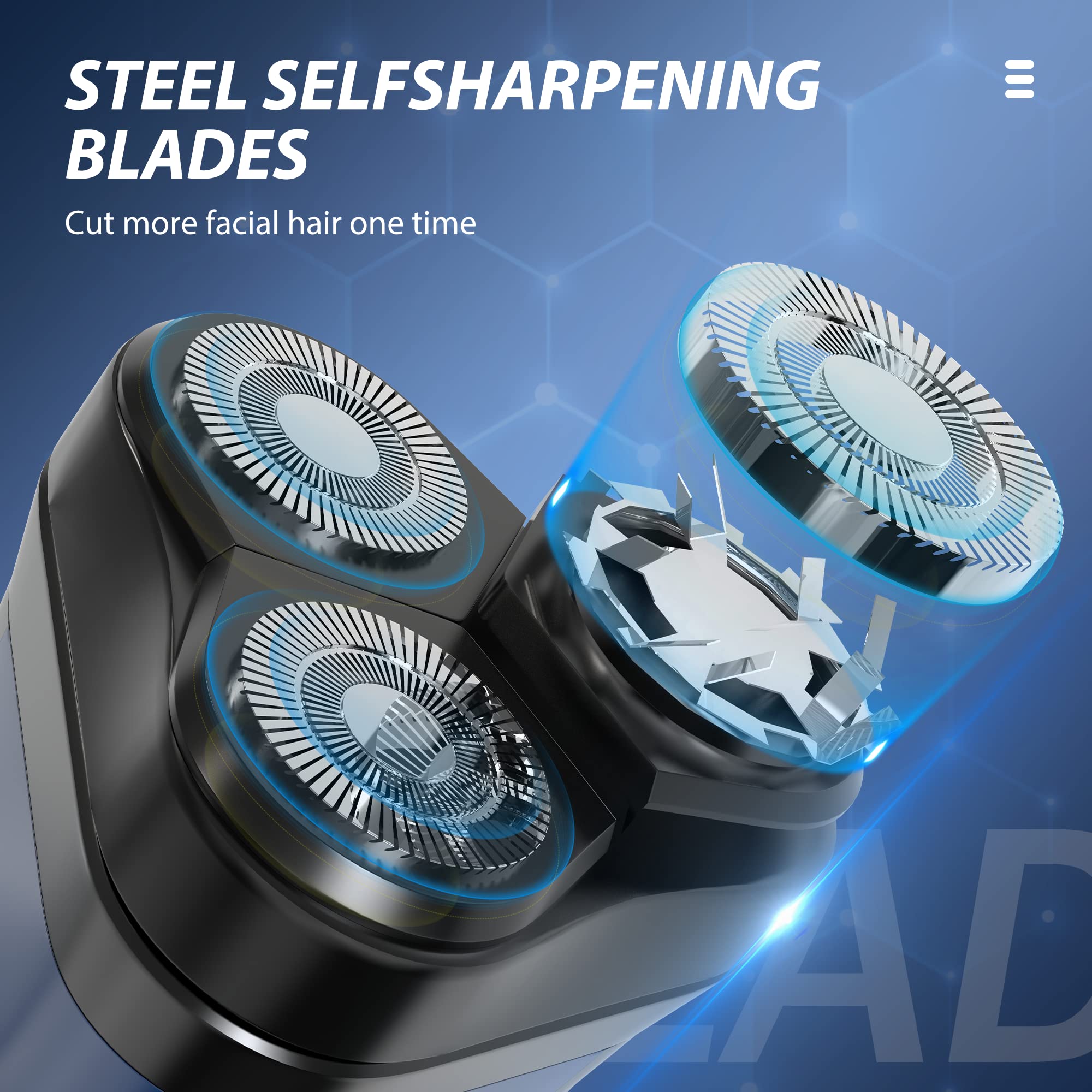 Advanced Electric Razor for Men - Rechargeable, Waterproof, and 4D Rotary for a Close, Comfortable Shave