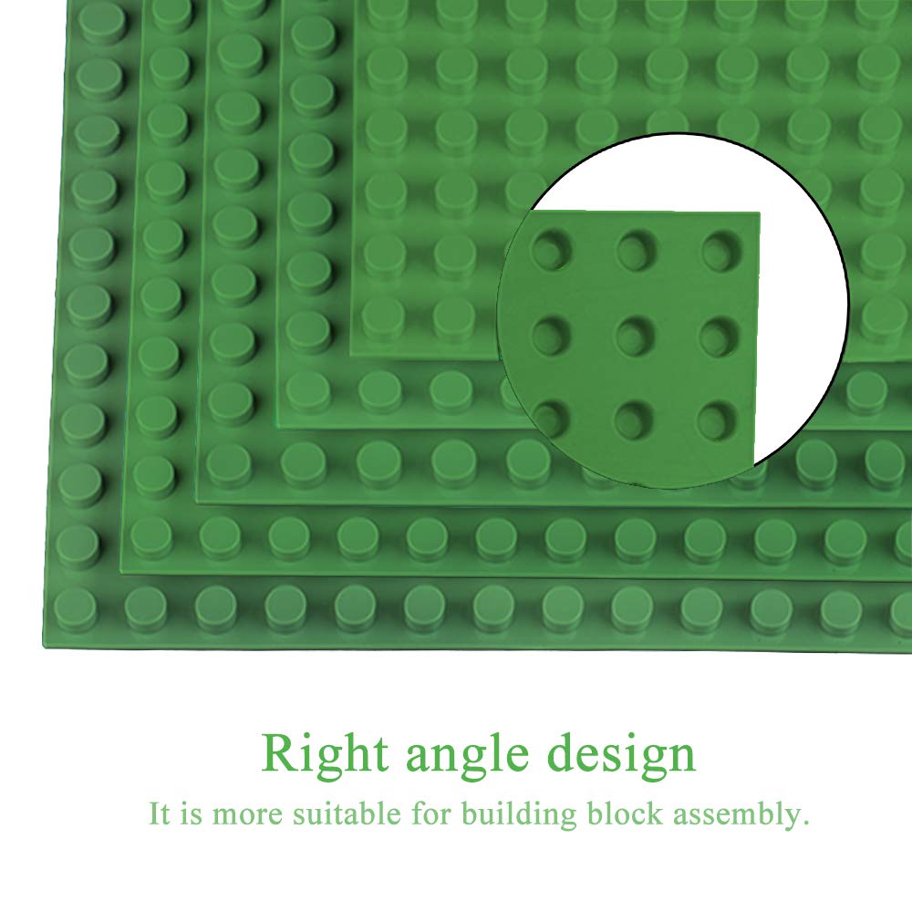 JNZong Classic Baseplates Building Base Plates for Building Bricks 100% Compatible with Major Brands-Baseplates 10" x 10", Pack of 6 (Green)