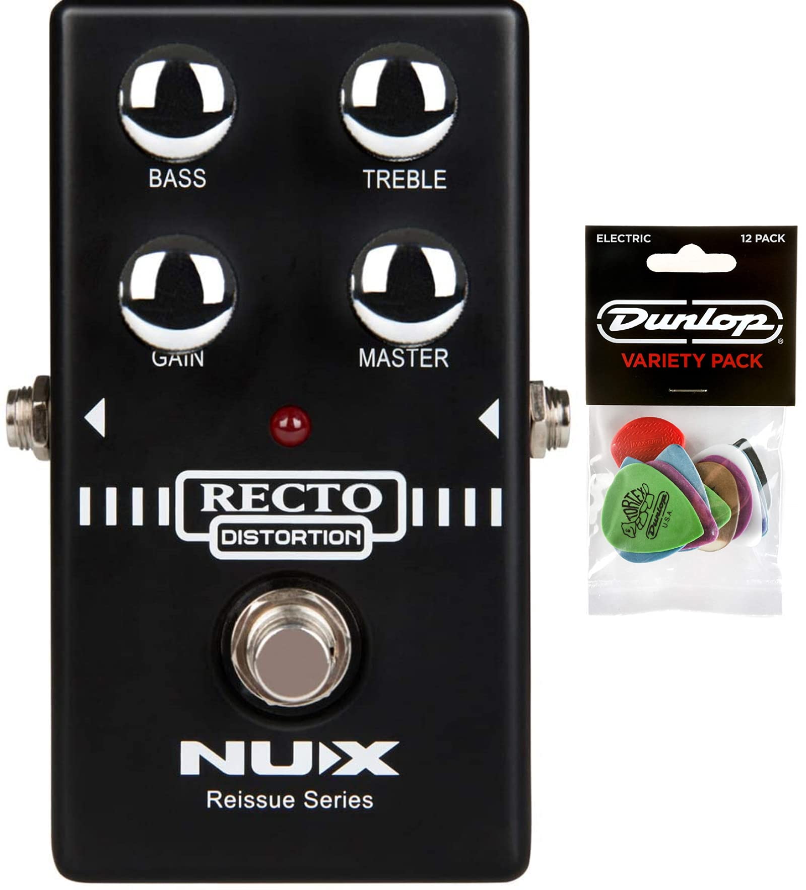 Briskdrop NUX Recto Distortion Guitar Effect Pedal Bundle with Dunlop Variety Pick Pack RectoBundle