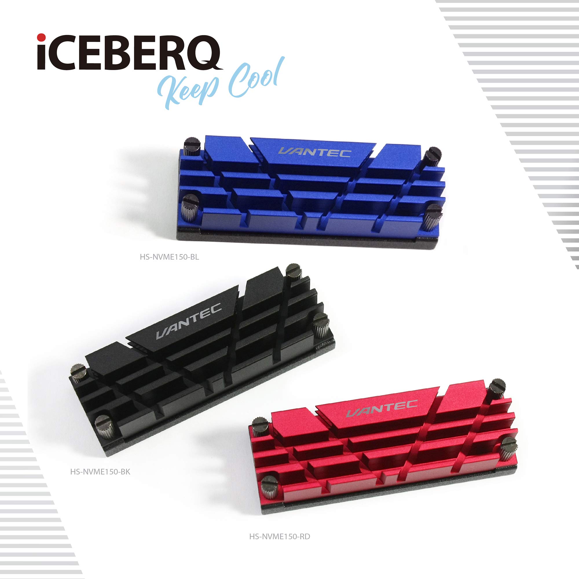 Vantec ICEBERQ M.2 NVMe/SSD Heat Sink with Thermal Pad (HS-NVME150-BK, Black)