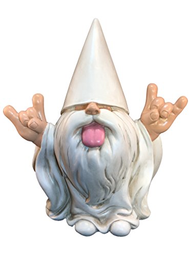 GlitZGlam Rocker Gnome – “George” – This Gnome Will Rock Your Fairy Garden and Garden Gnomes 10 Inches Tall Garden Gnome Figurine