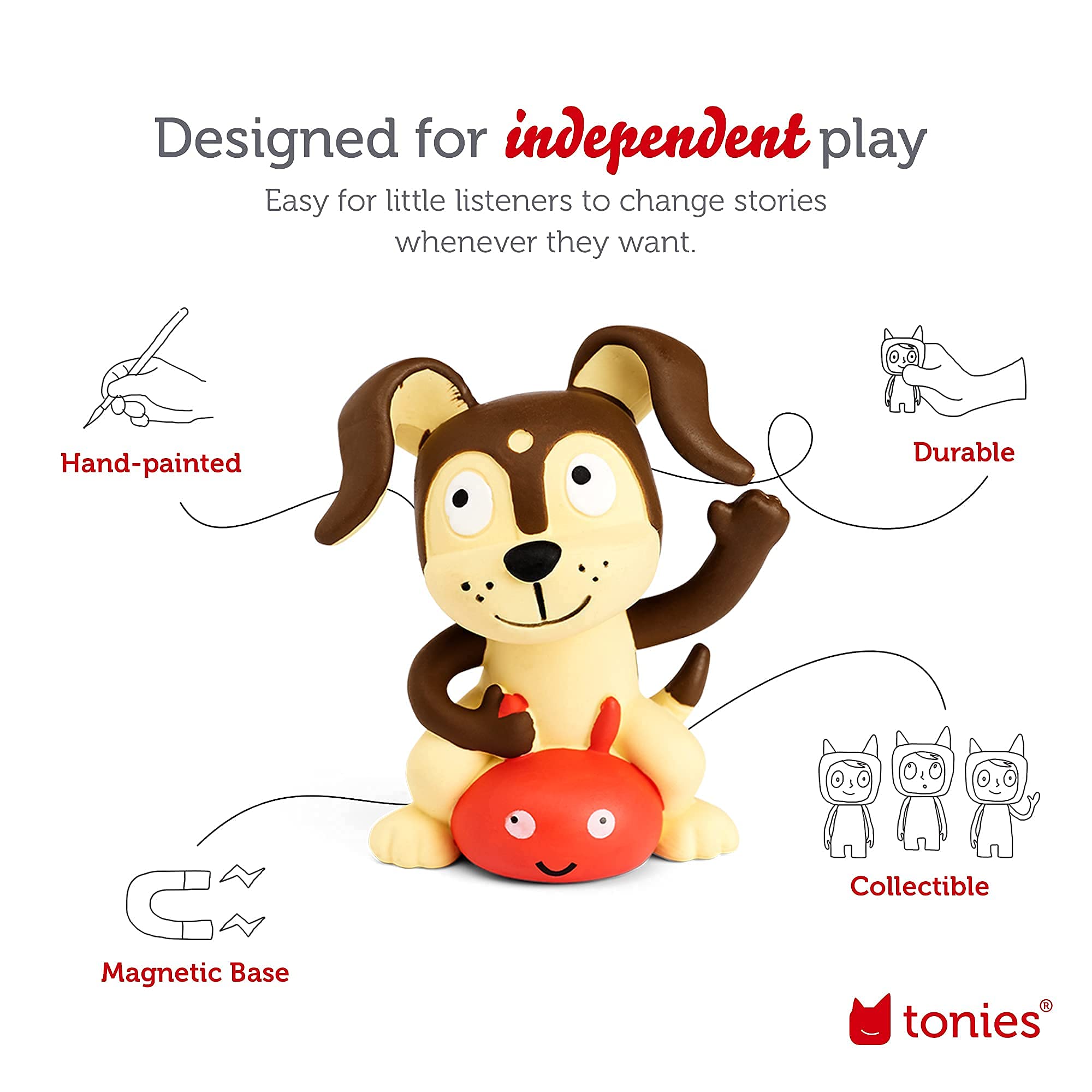 Toniebox Audio Player Starter Set with Playtime Puppy - Listen, Learn, and Play with One Huggable Little Box - Red