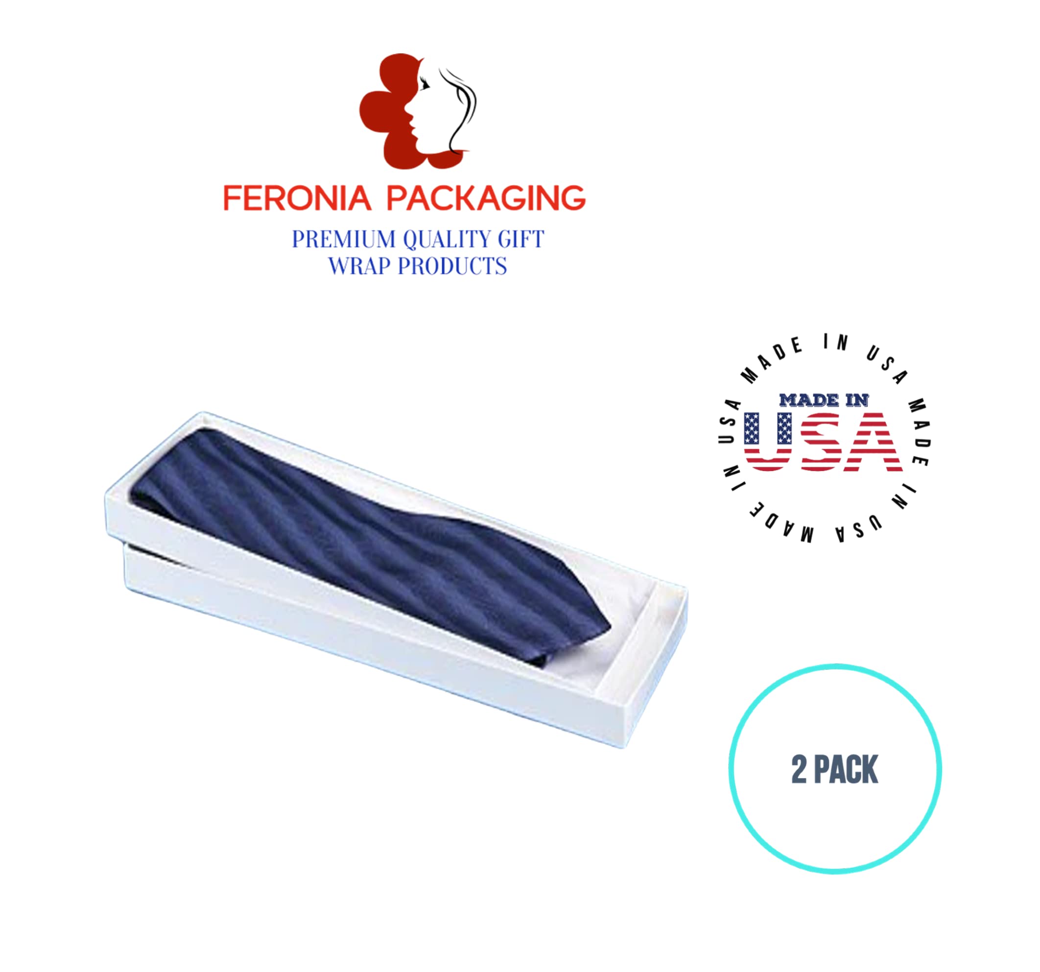 Feronia Packaging Gift Wrap Tie Boxes 14 x 4 1/2 x 3/4 Inch - 2 Pack (Black)