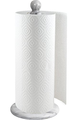 Greenco White Marble Paper Towel Holder, Hand Crafted, 12.5” H x 5.5” W