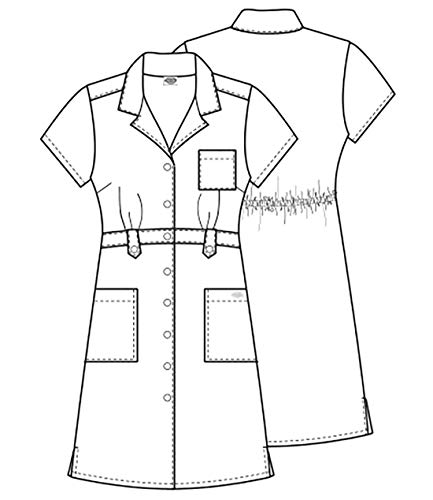Dickies womens Button Front medical scrubs dresses, White, Large US