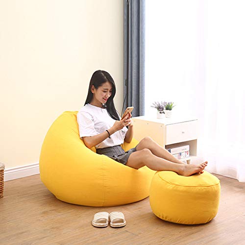 Bean Bag Chair Computer chair Beanless bag Recliner Washable Memory foam bag plush ultra soft Stuffed Animal Storage Cover Footstool Seat Lounge chair(Beanbag Cover Only)(Yellow, 43Ć40IN)