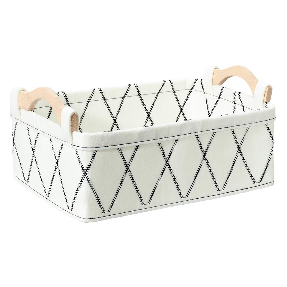 Oubra Small Bin Storage Cube Bins Empty Baskets for Gifts Decorative Baskets for Storage Magazines Books CD DVD Collapsible White Basket